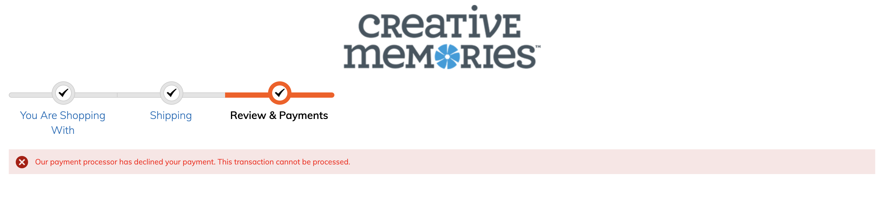 Checkout: I'm getting the error "this transaction cannot be processed ...